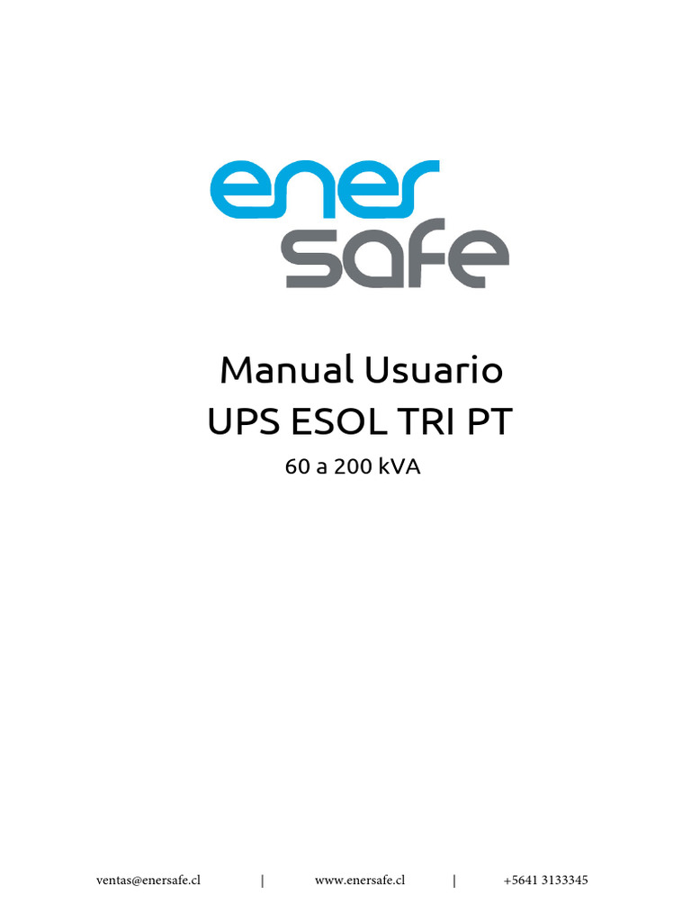 Manual de Usuario Ups Enersafe Esol Tri PT 60 200kva | PDF | Power Inverter | Rectifier