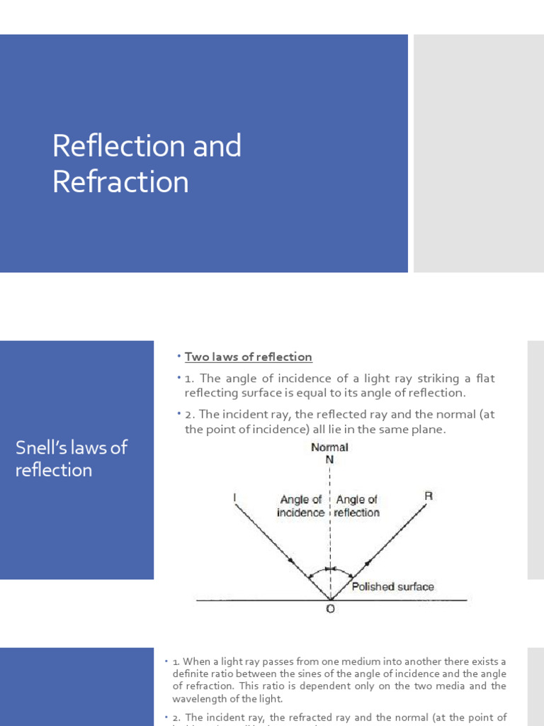 Reflection and Refraction | PDF | Refraction | Refractive Index