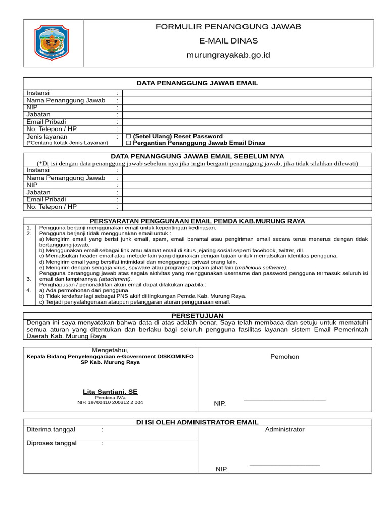 Formulir Permintaan E-Mail Dinas | PDF