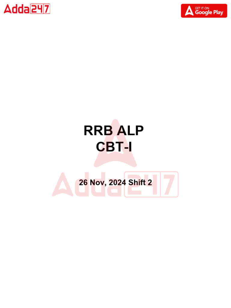 RRB ALP Stage I PYP Held On 26 Nov 2024 S2 623065 | PDF