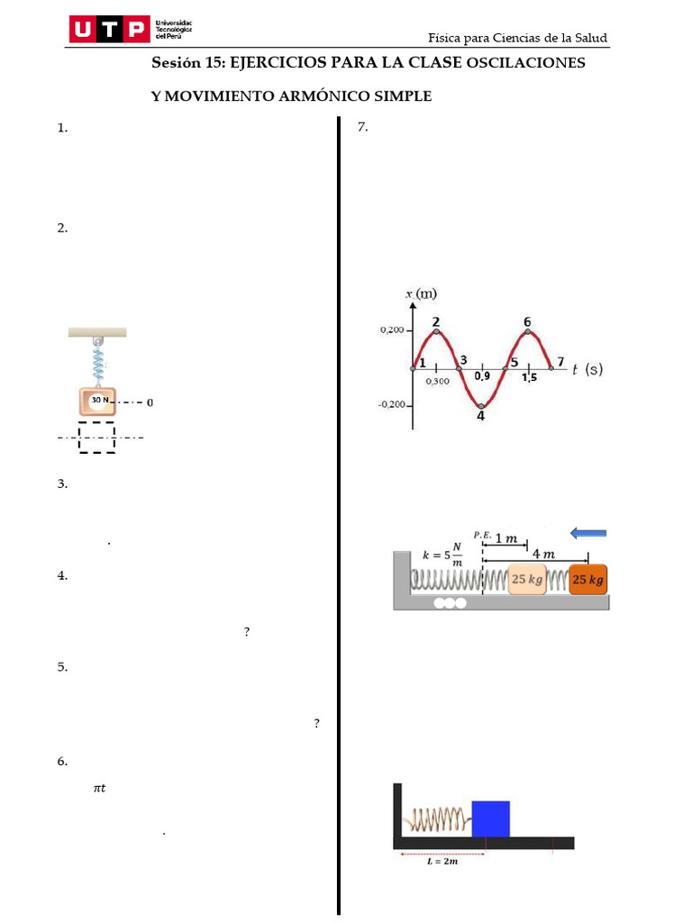 S08 - s1 - Ejercicios | PDF | Oscilación | Masa