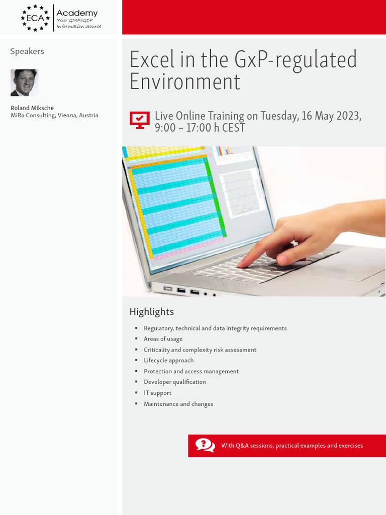 ECA Excel in The GXP Regulated Environment Live Online | PDF | Receipt ...