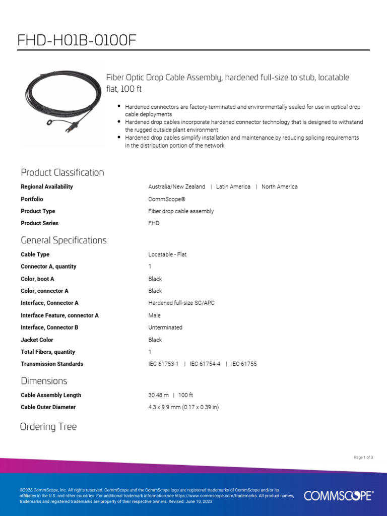 100ft Hardened Fiber Optic Drop Cable | PDF | Optical Fiber ...