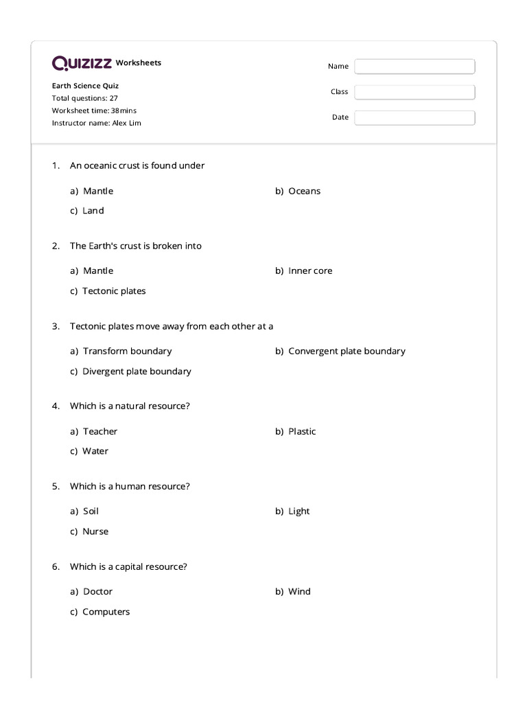 Earth Science Quiz - Quizizz | PDF | Rock (Geology) | Volcano