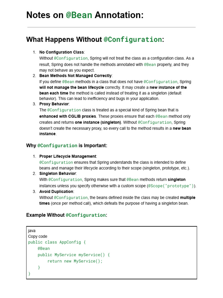 Understanding @Bean Annotation in Spring | PDF | Class (Computer ...