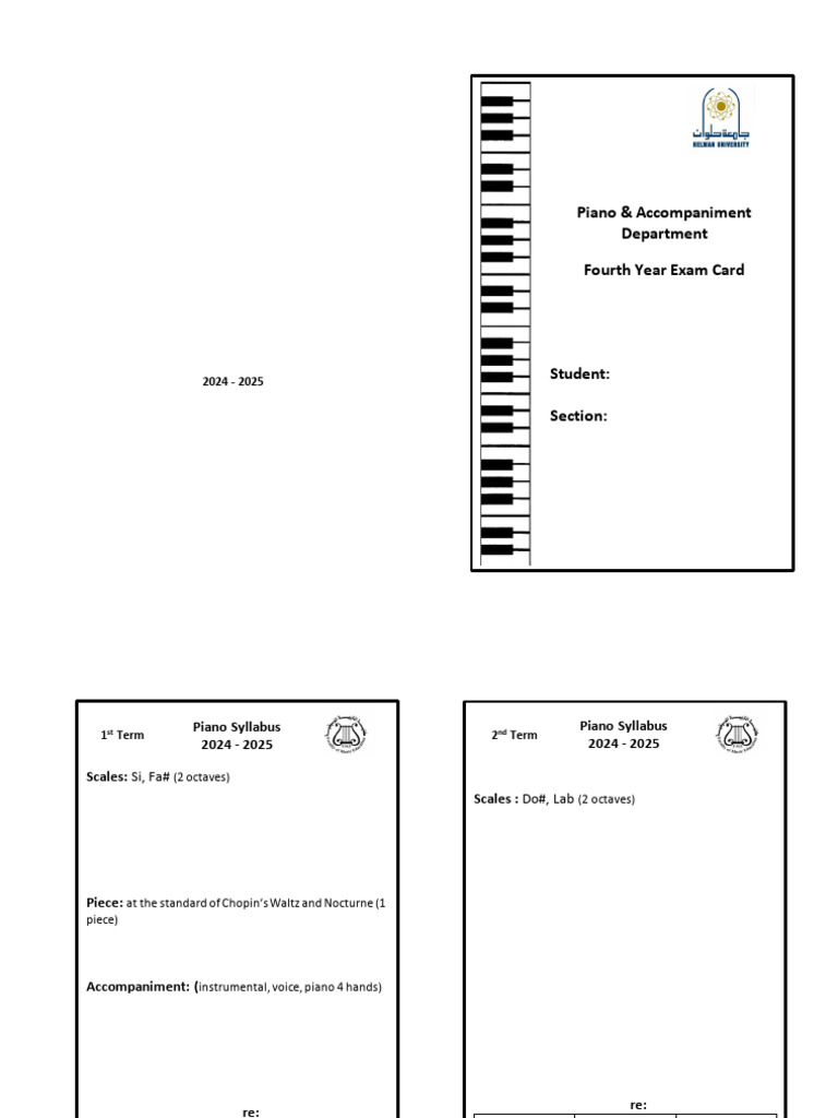 Fourth Updated Year Piano Card 24-25 | PDF