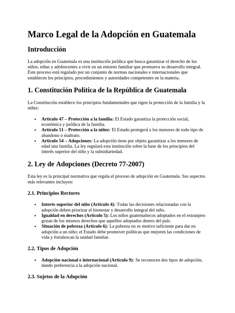 Adopcion Guatemala Marco Legal | PDF | Adopción | Justicia
