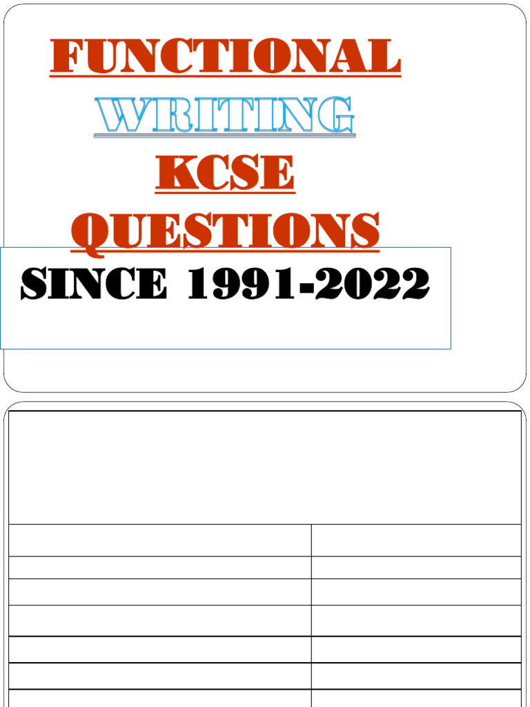 Functional Writing KCSE Questions 1991-2022 | PDF