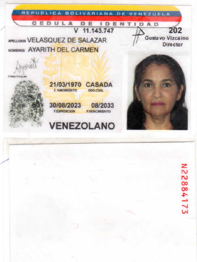 Cedula Ayarith Velasquez | PDF