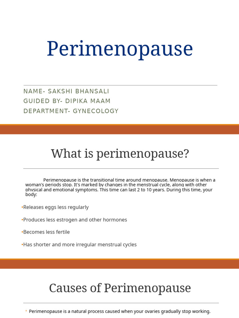 Perimenopause BY SAKSHI | PDF | Menopause | Gynaecology