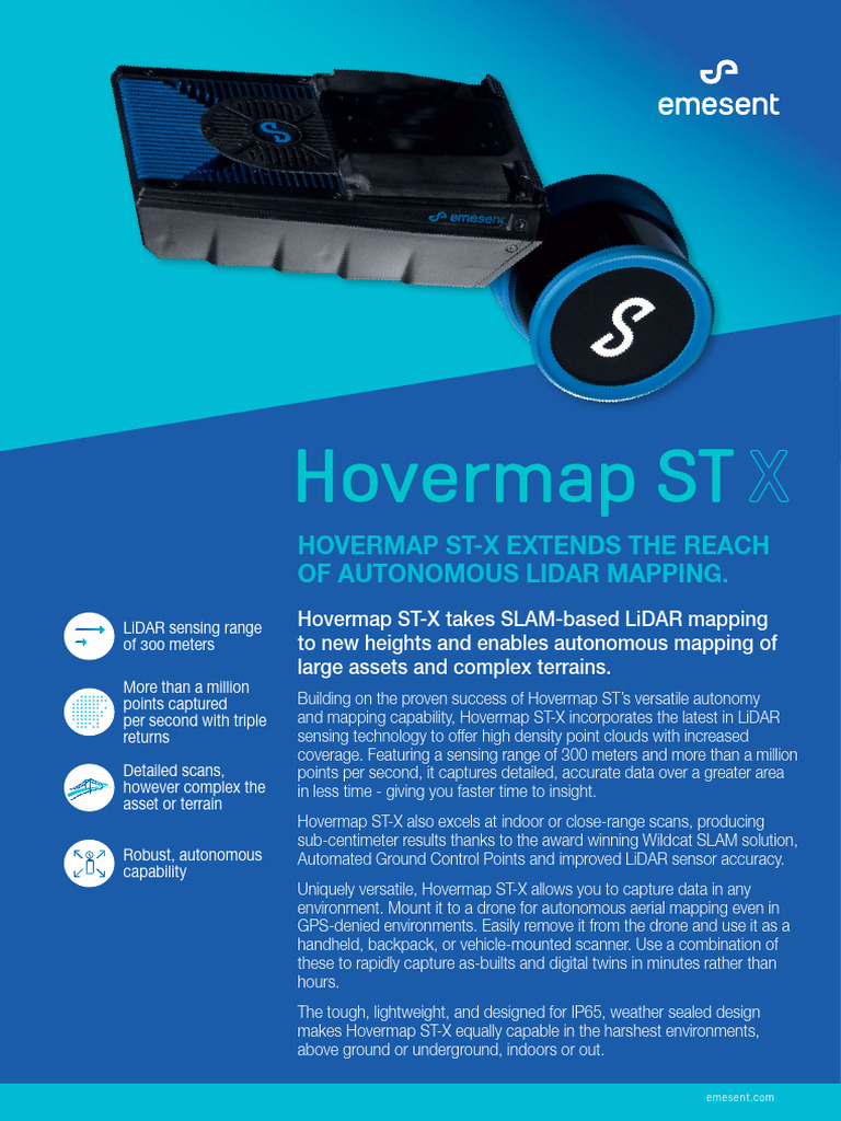 Hovermap-ST-X-product-brochure | PDF | Lidar | Unmanned Aerial Vehicle