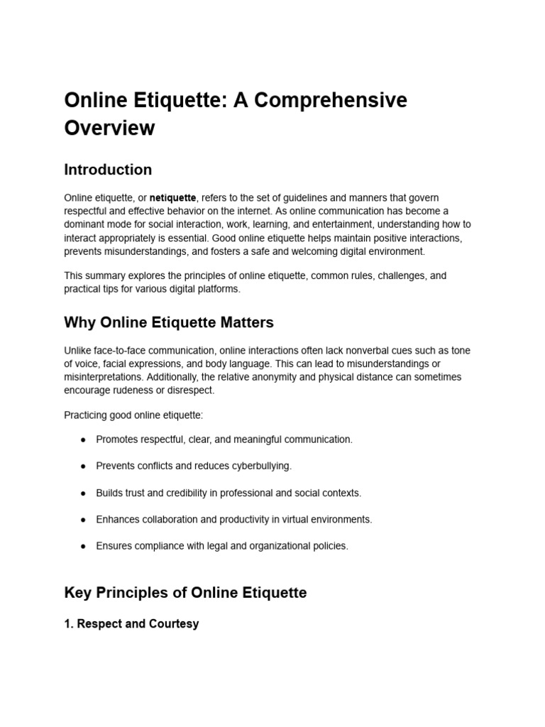 Online Etiquette - A Comprehensive Overview | PDF | Internet Forum ...
