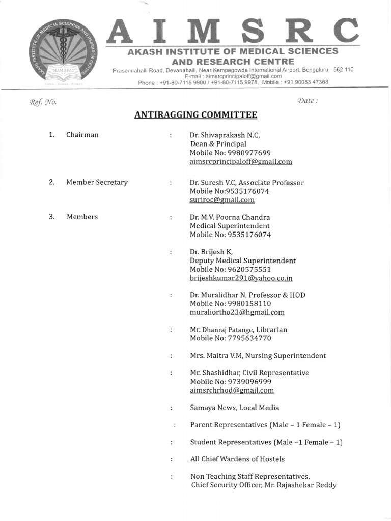 Antiragging Committee | PDF