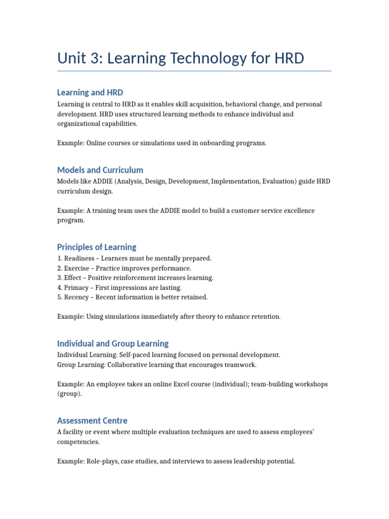 Unit3 Learning Technology HRD | PDF