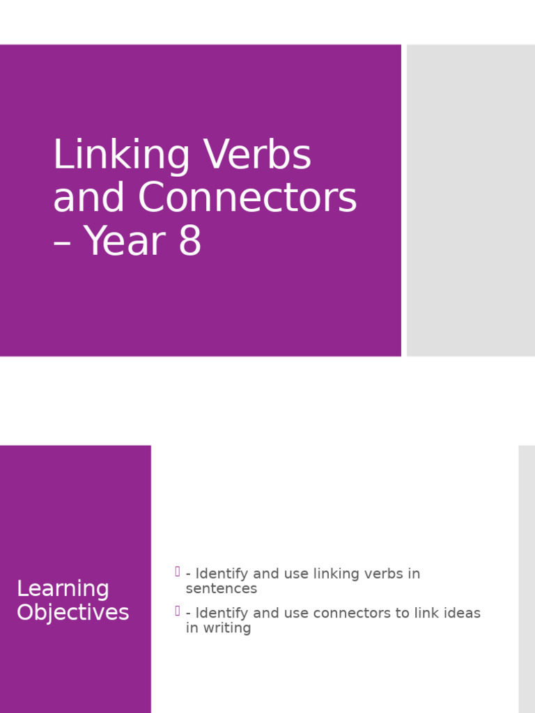 Linking Verbs - Connectors | PDF