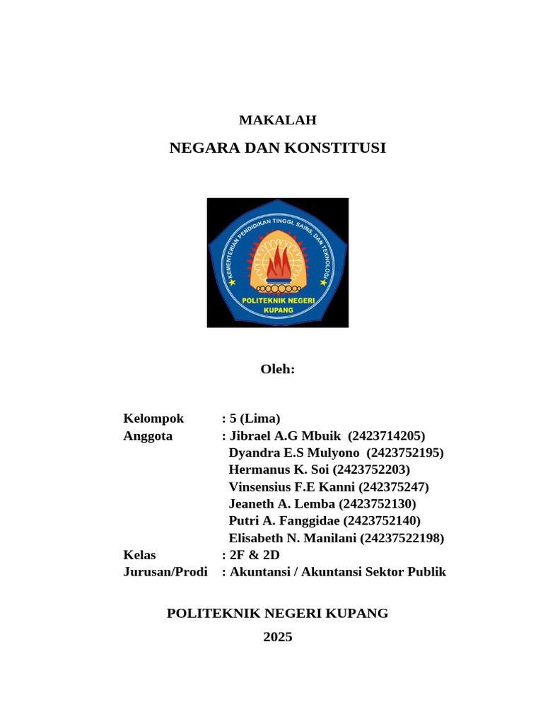 Makalah Negara Dan Konstitusi Kel 5 | PDF