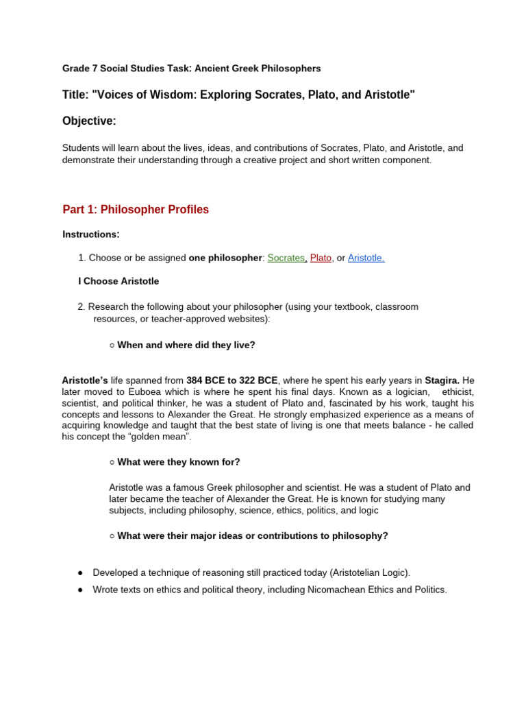 Ancient Greek Philosopher Task | PDF | Aristotle | Justice