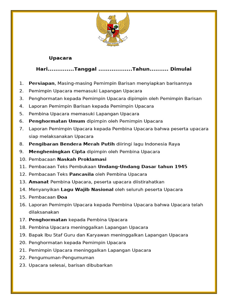 Susunan UPACARA BENDERA | PDF