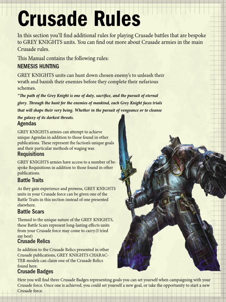 Grey Knights Crusade Rules Overview | PDF