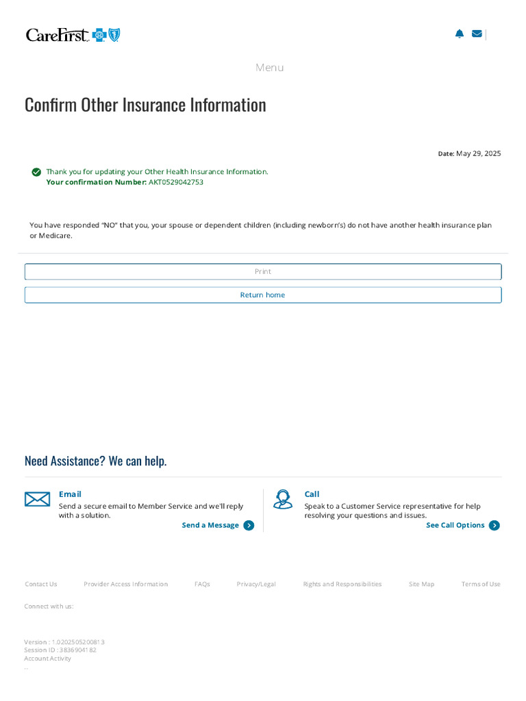 CareFirst Member - Other Health InsuranceKATHLEEN TOMPKLINS | PDF