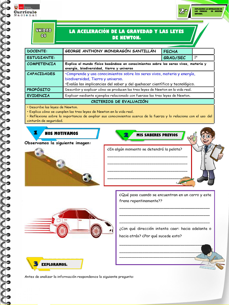 2º Act 3 Cyt Unid 6 - Sem 3 | PDF | Fuerza | Las leyes del movimiento ...