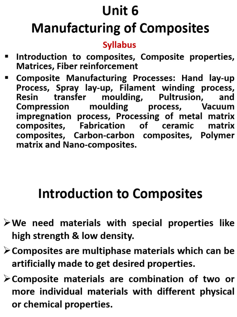 Unit 6 - Manufacturing of Composites Hand Notes | PDF | Composite ...