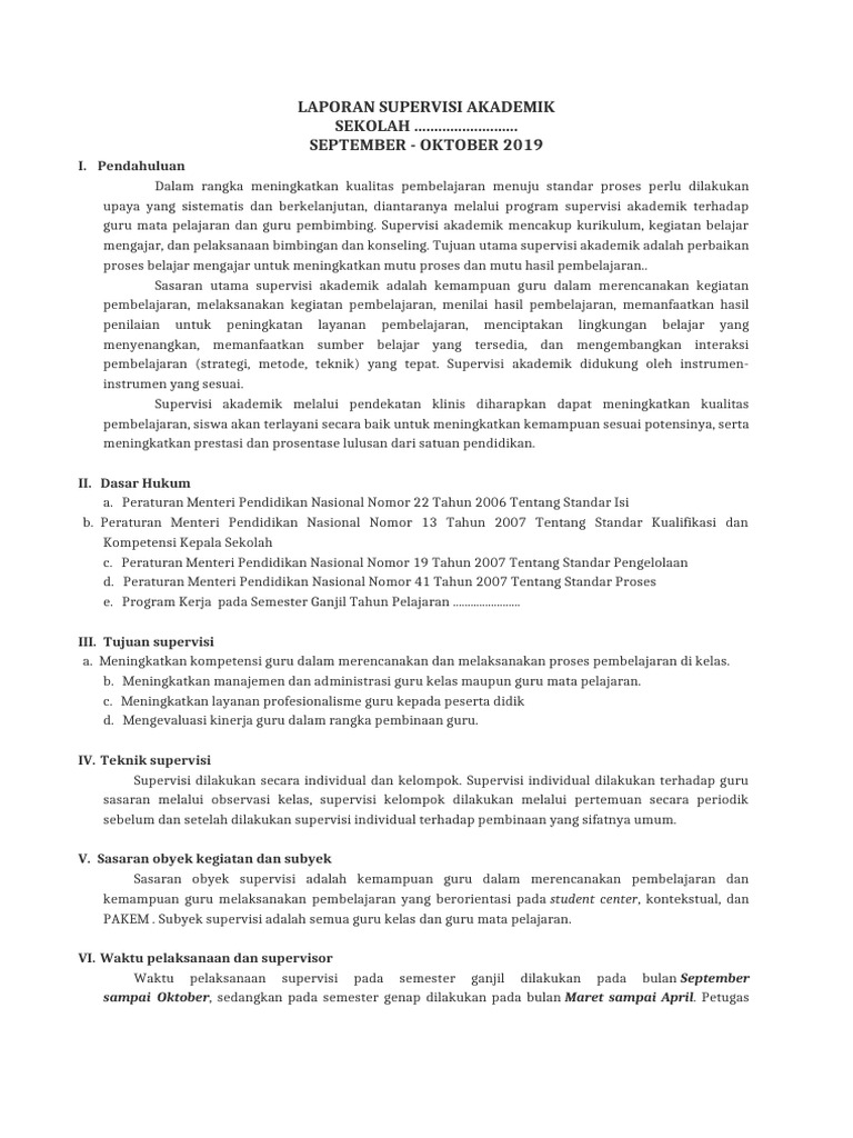Laporan Supervisi Akademik | PDF
