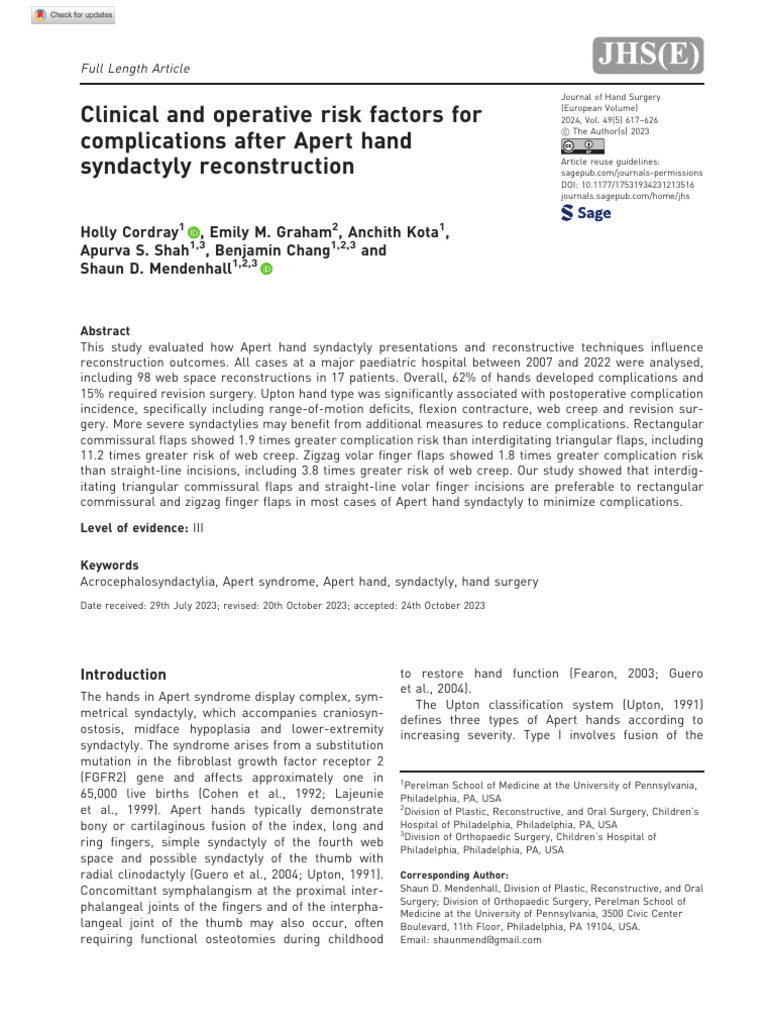Cordray Et Al 2023 Clinical and Operative Risk Factors For ...
