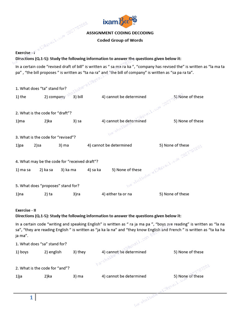 Coding Decoding_Group of Words_Assignment 3_Questions | PDF | Chess Theory | Chess