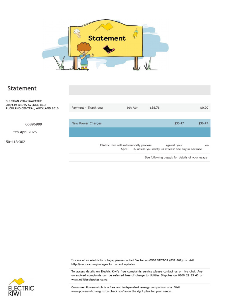 Electric Kiwi Invoice - BHUSHAN | PDF | Invoice