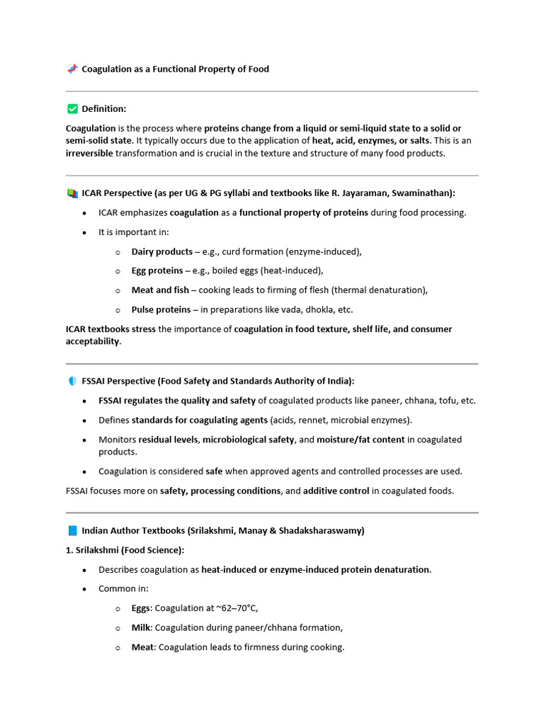 ? Coagulation As A Functional Property of Food | PDF | Emulsion ...