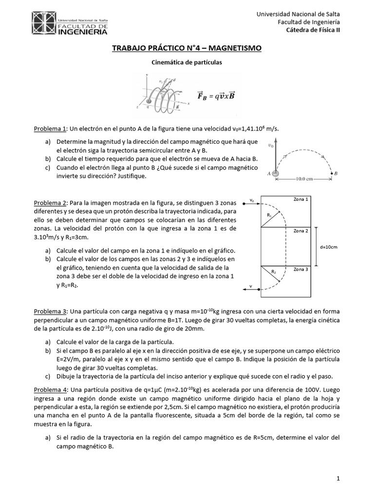 TRABAJO PRÁCTICO N°4 - Magnetismo | PDF | Corriente eléctrica | Electrón