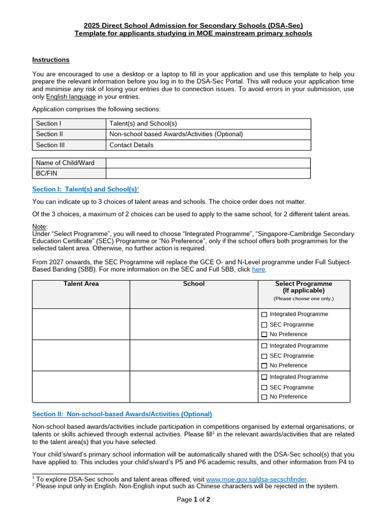 Dsa Apply Ms Template | PDF