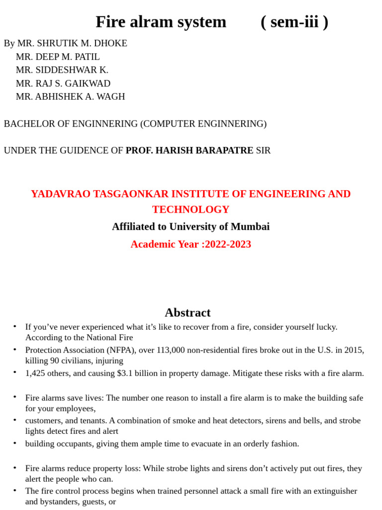 Fire Alram System (Sem-III) | PDF | Computer Engineering