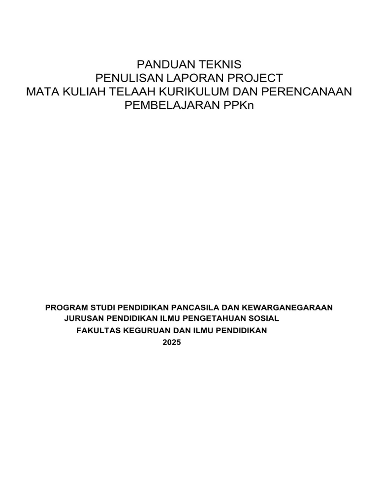 Panduan Teknis Penulisan Laporan Project | PDF