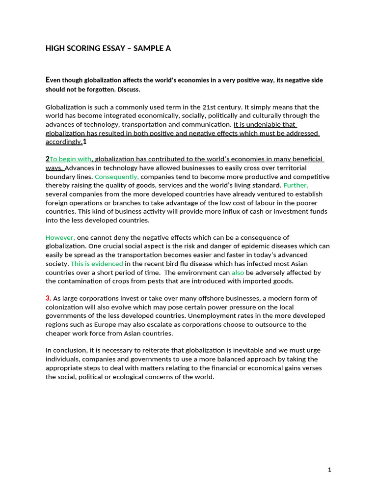HIGH_SCORING_ESSAY_-_sample_A | PDF | Globalization | Developing Country