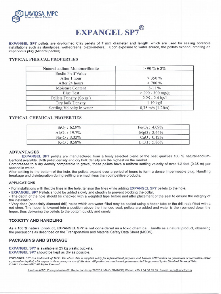 Expangel SP7 Product Data | PDF