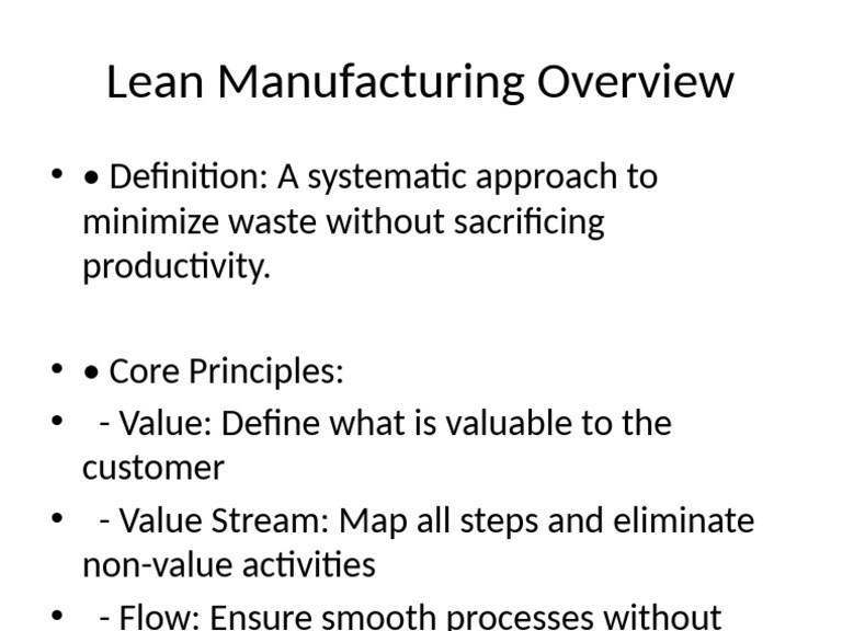 Lean Manufacturing Overview | PDF