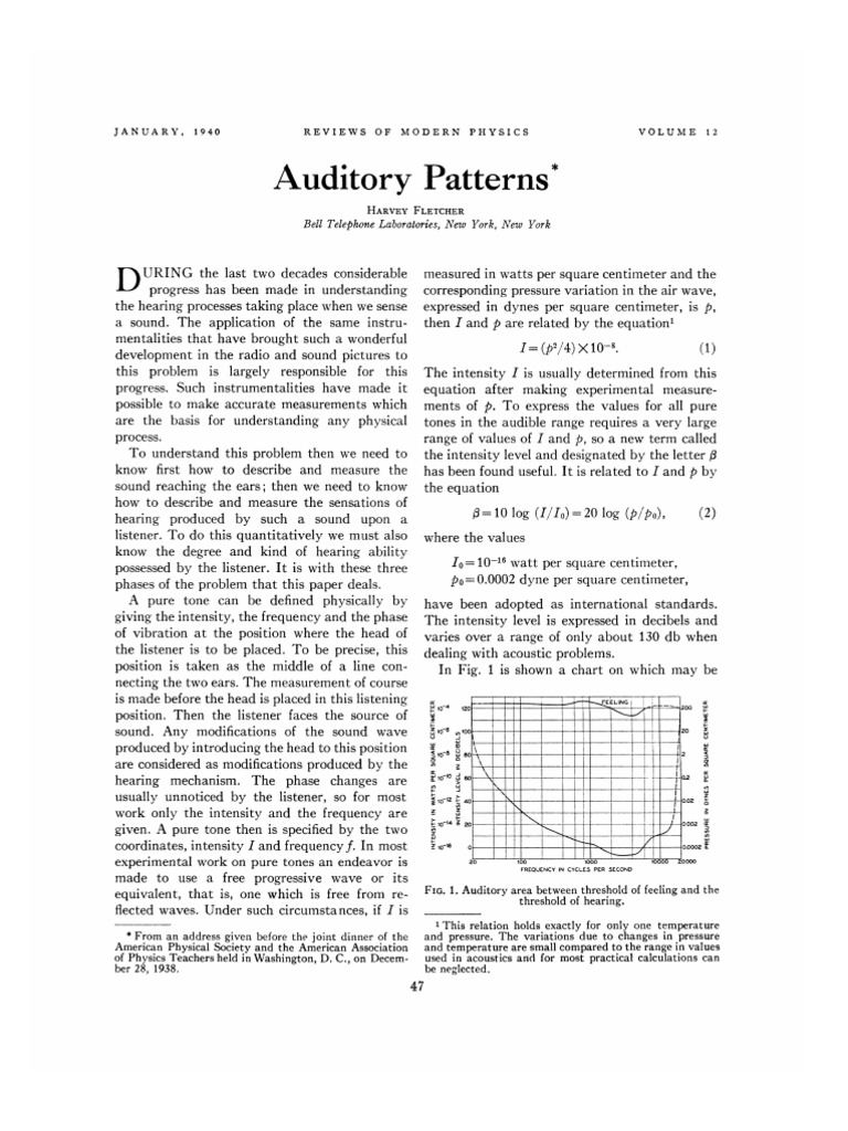 Fletcher Auditory Patterns | PDF | Pitch (Music) | Sound
