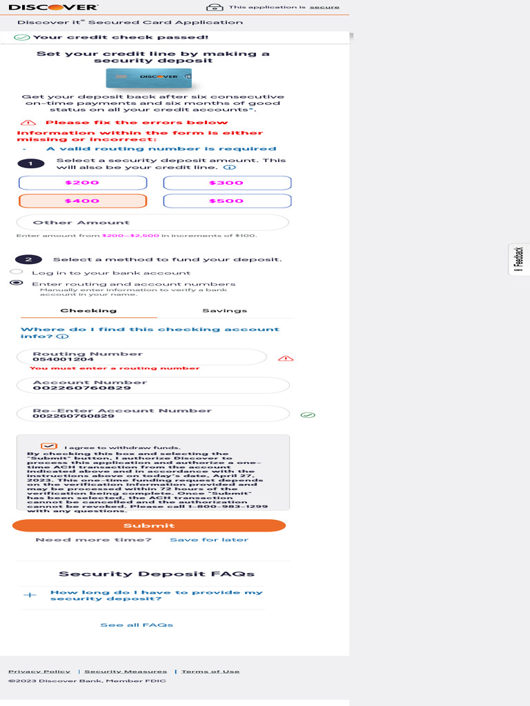 Discover Card Application | PDF