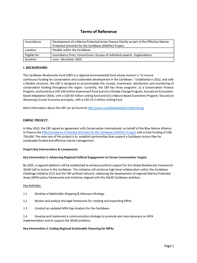 Caribbean Marine Conservation Financing Plan | PDF | Governance ...