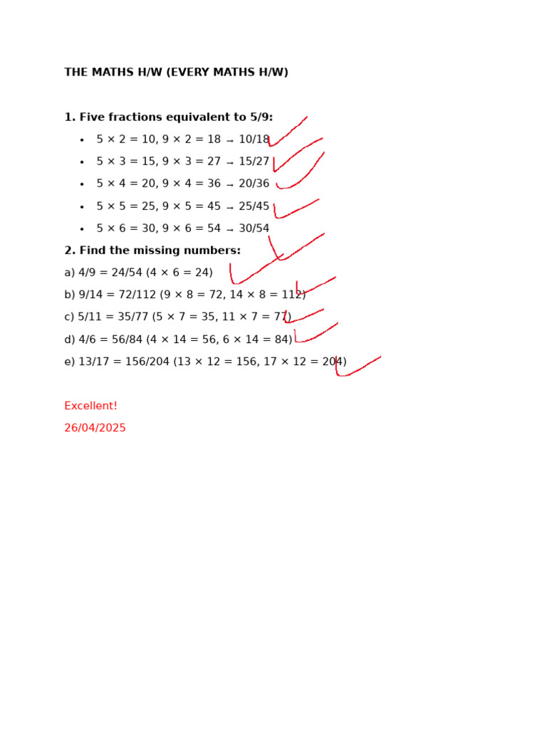 Equivalent Fractions-Marked | PDF