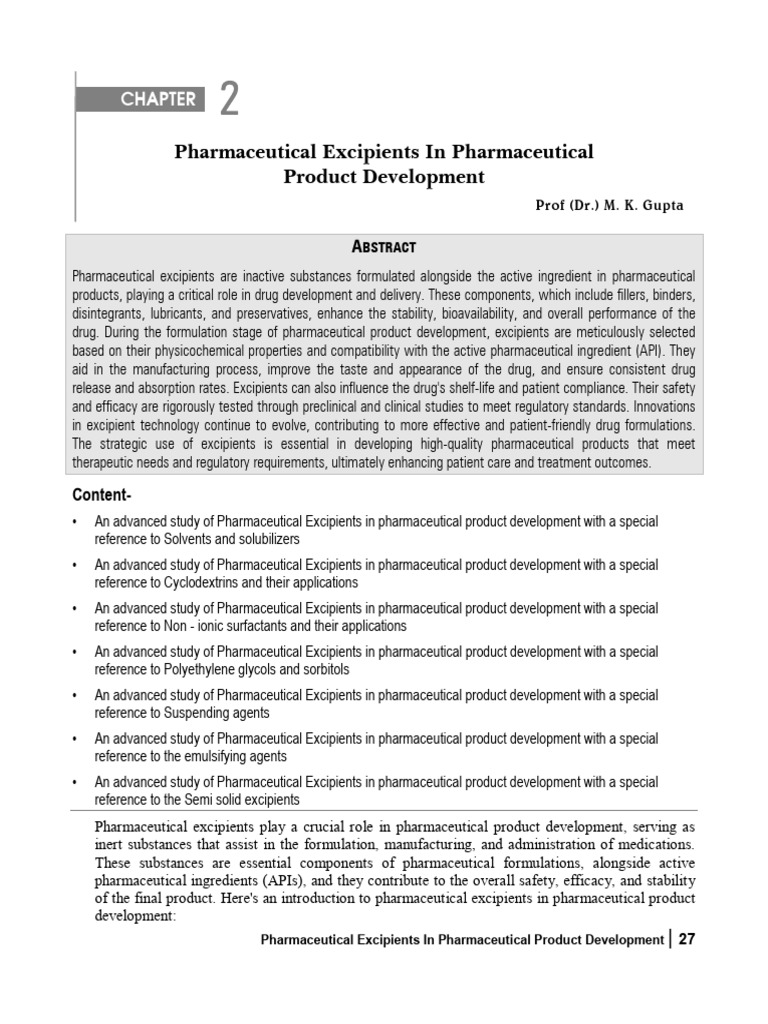Excipients | PDF | Pharmaceutical Formulation | Emulsion