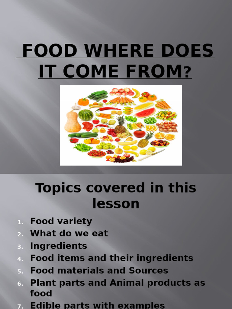 LS-1 FOOD WHERE DOES IT COME FROM-class 6 | PDF