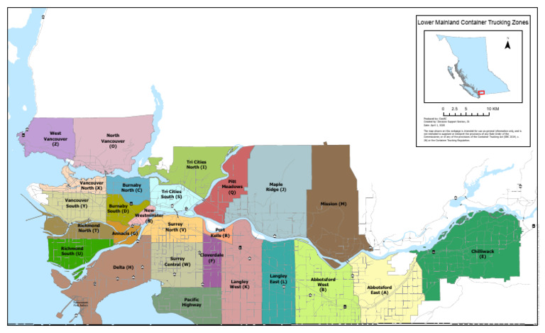 Lower Mainland Container Trucking Zones | PDF