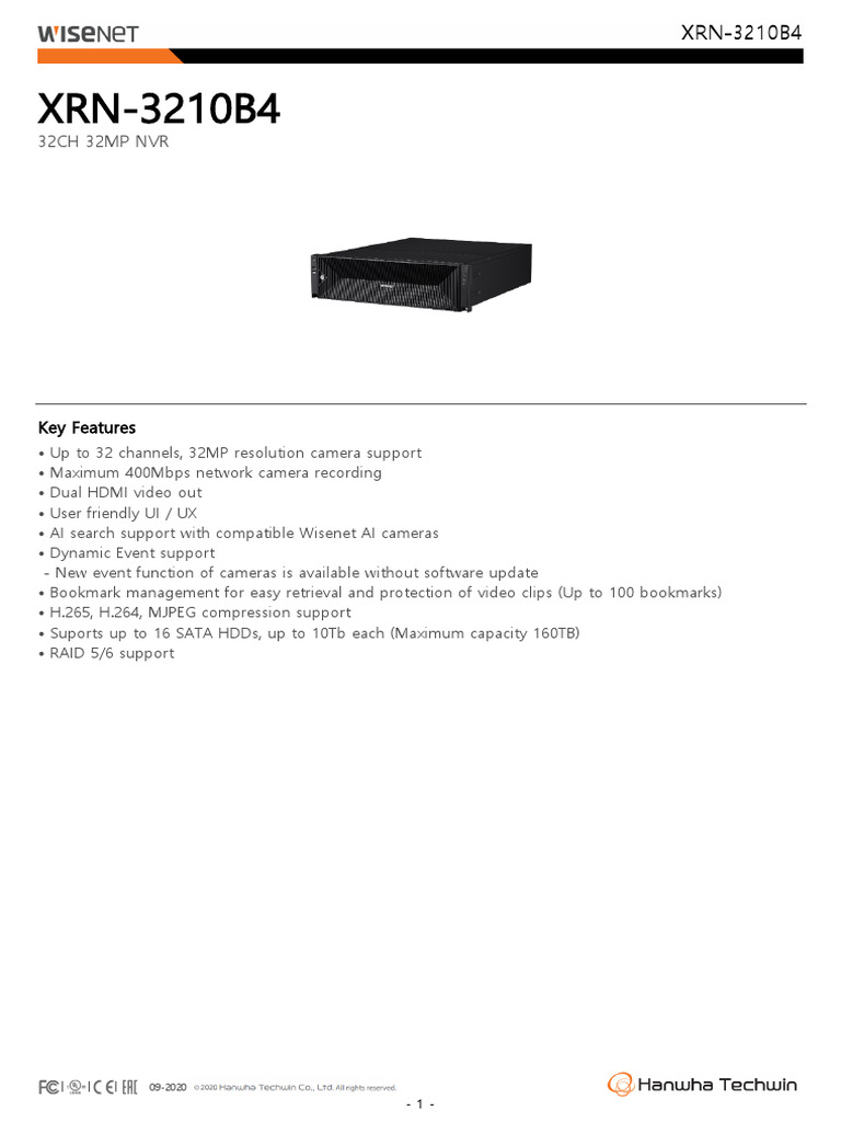 Datasheet xrn-3210b4 200914 en | PDF | Hdmi | Mac Os