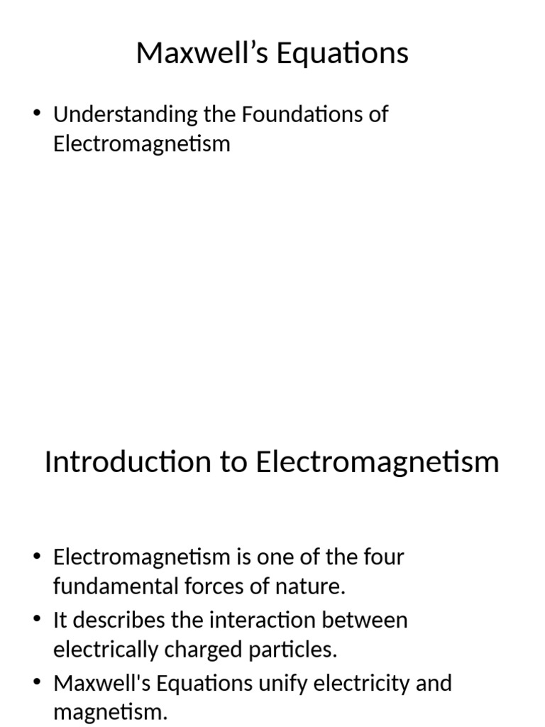 Maxwells Equations Presentation | PDF | Maxwell's Equations ...