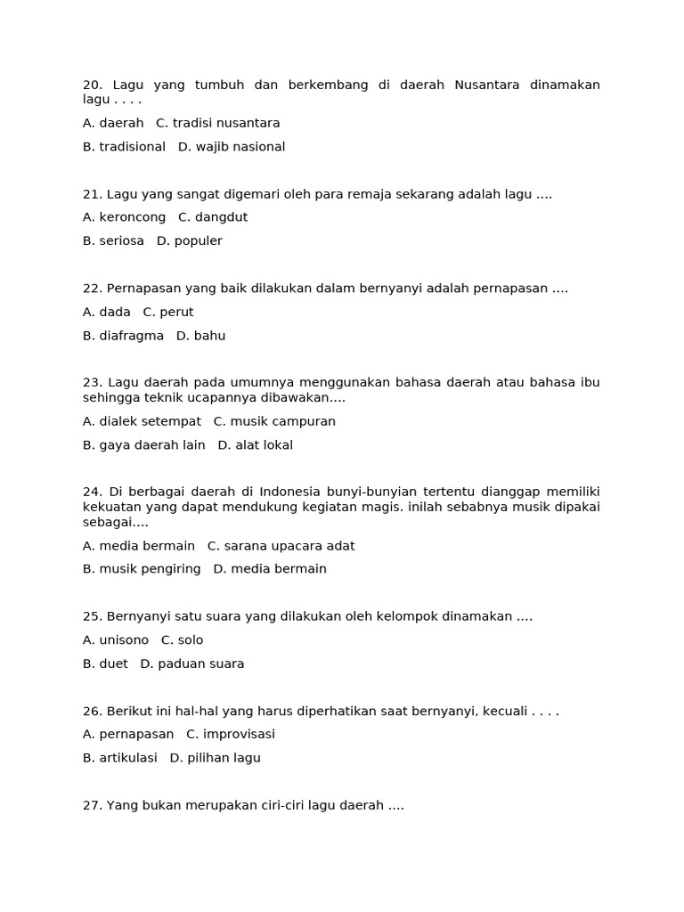 Soal SBD Musik Tradisional | PDF