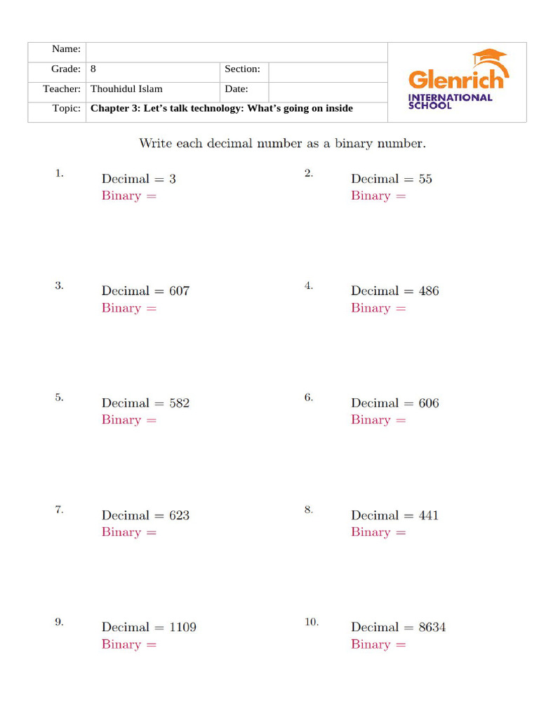 Chapter 3: Let's Talk Technology: What's Going On Inside: Name: Grade: 8 Section: Teacher ...