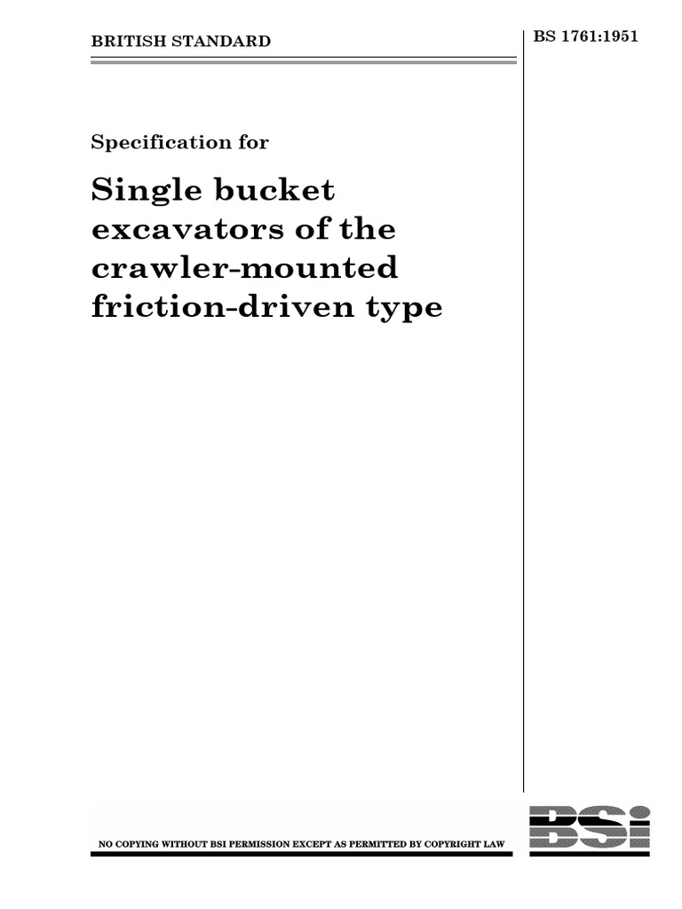 BS 1761: Excavator Specification 1951 | PDF | Gear | Axle